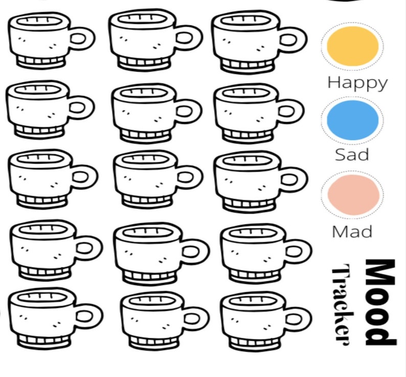 Mood Tracker Coloring Pages Pdf Printable - Etsy