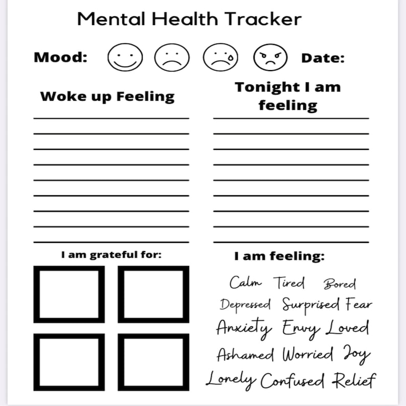 Mental Health Daily Tracker Printable Pdf - Etsy