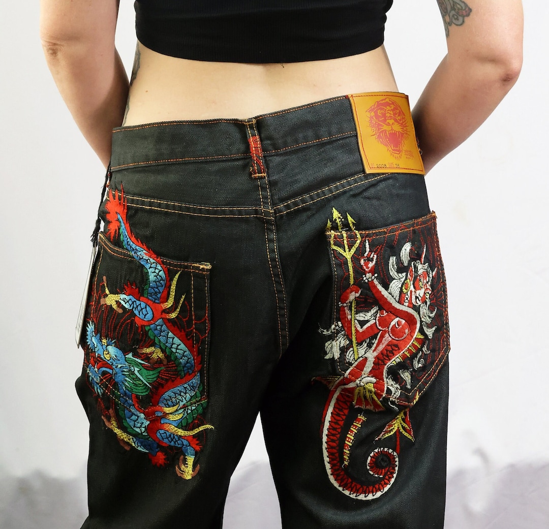 Ed Hardy Blue Dragon Adn Mermaid Jeans - Etsy