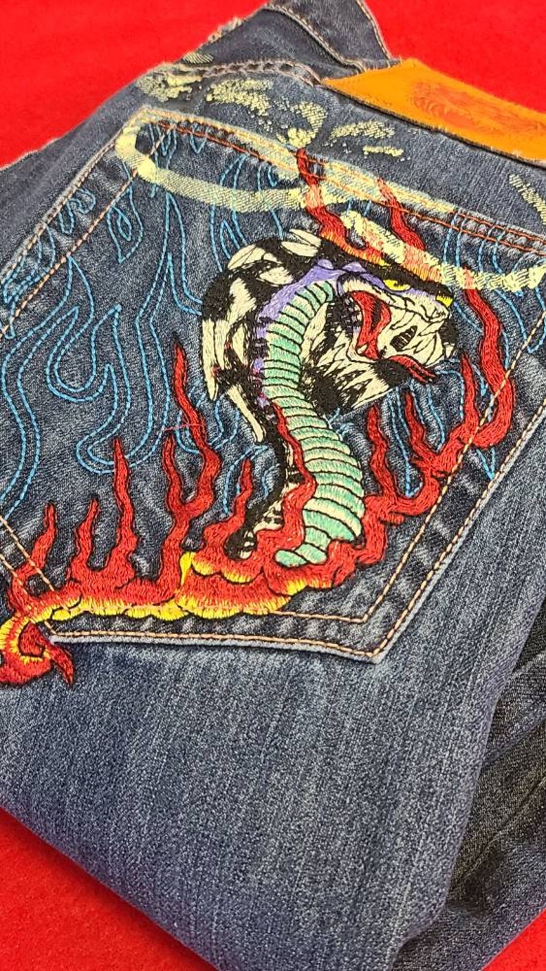 Ed Hardy Jeans Dragon With Flames - Etsy