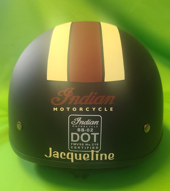 Indian Motorcycle Half Helmet with Retro Racing Stripe - Gem
