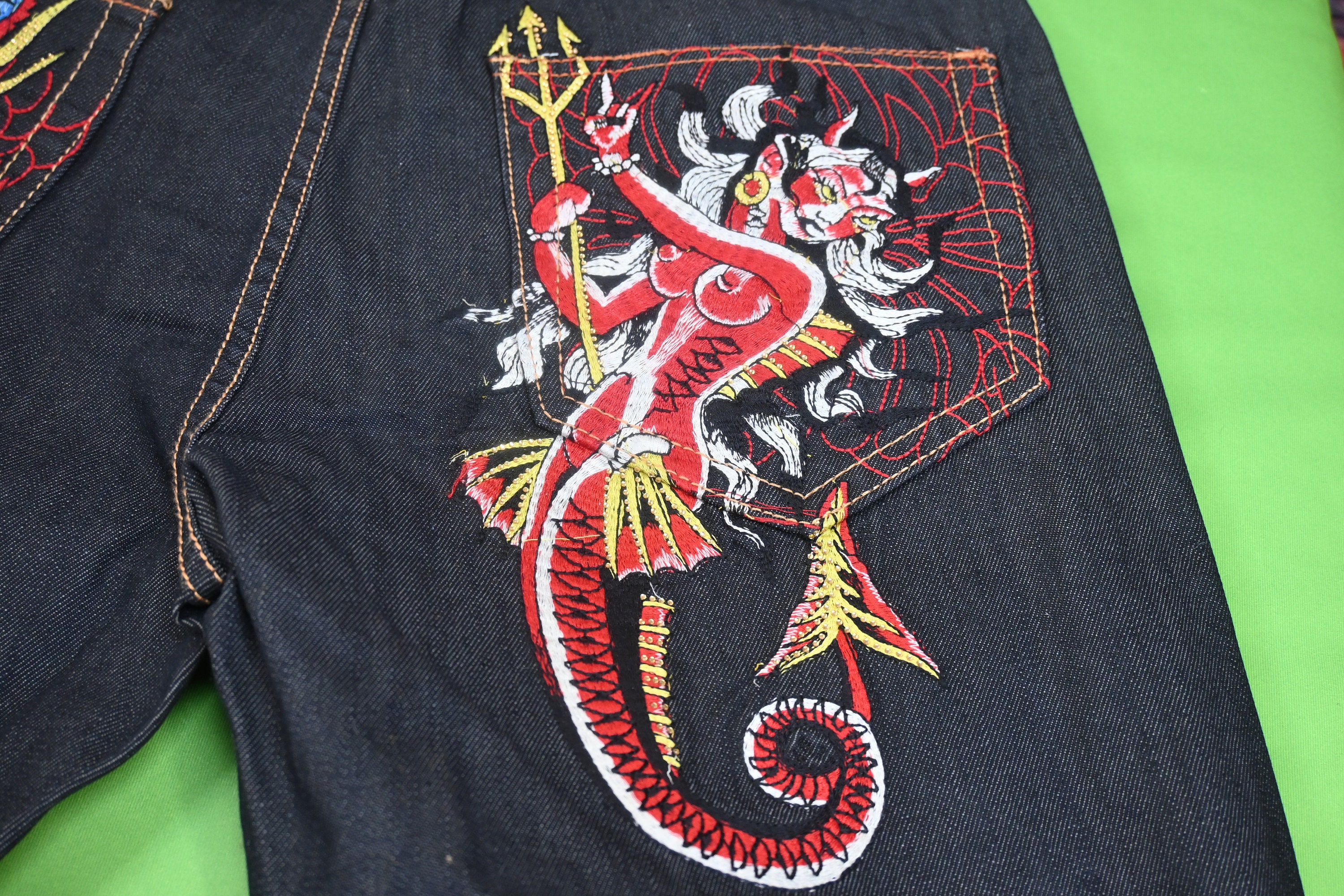Ed Hardy Blue Dragon Adn Mermaid Jeans - Etsy