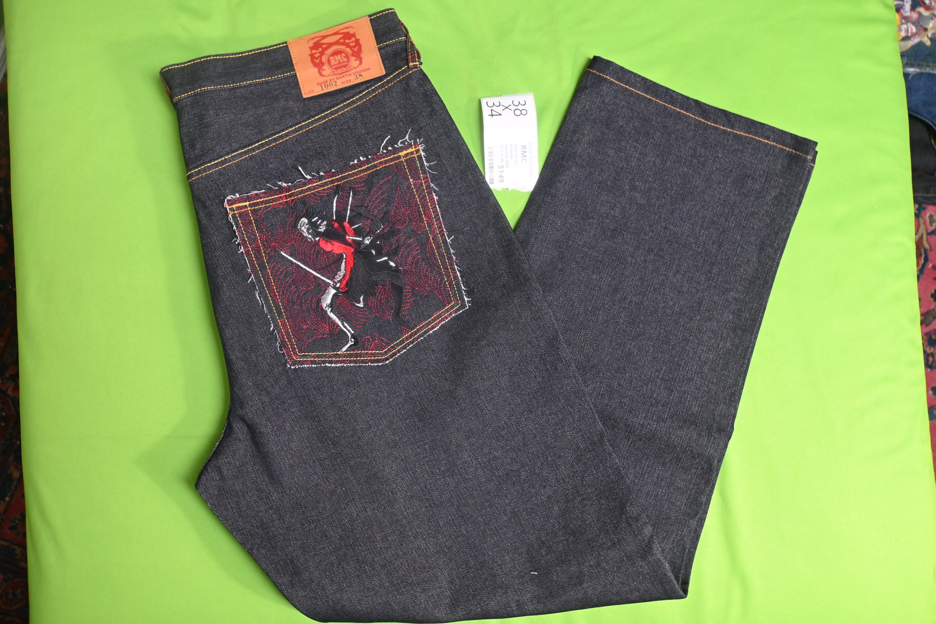 RMC Japan Jeans Wtih Samurai Embroidery - Etsy