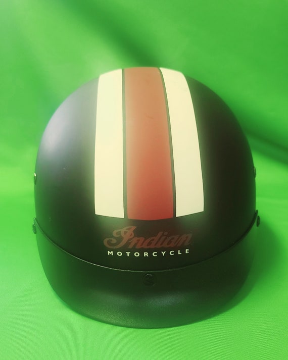 Indian Motorcycle Half Helmet with Retro Racing Stripe - Gem