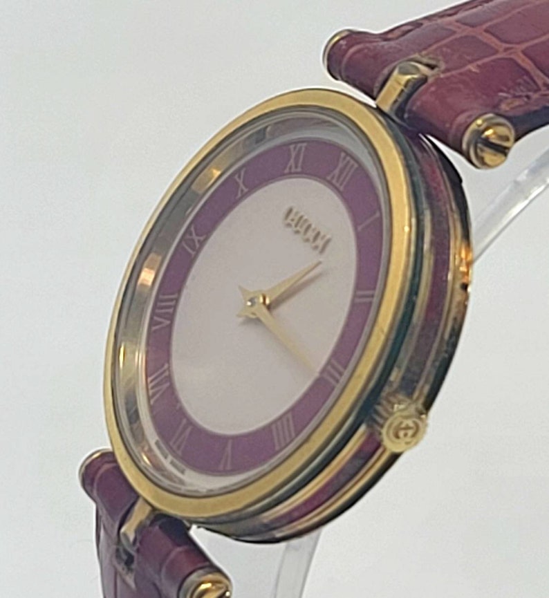 Vintage 80s Rare Gucci Stack 2200m Watch Burgundy Dial - Etsy