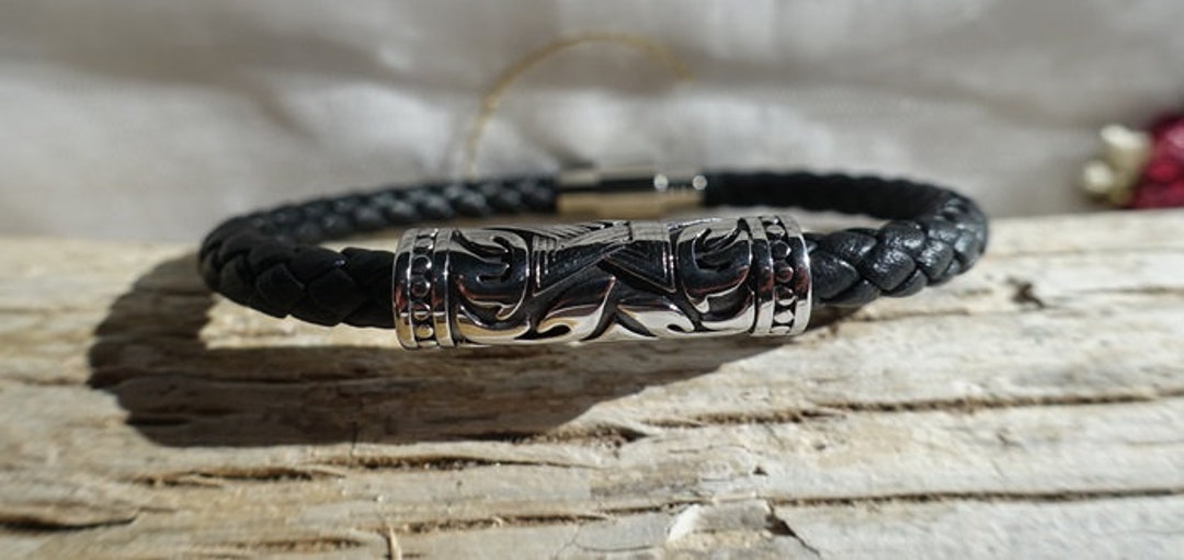 1 Strand Platted Genuine Leather With Stainless Steel & Magnet Clasp - Etsy
