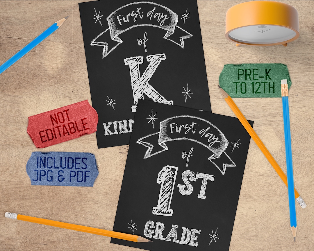 First Day of School Printable Sign Back to School Sign 1st - Etsy