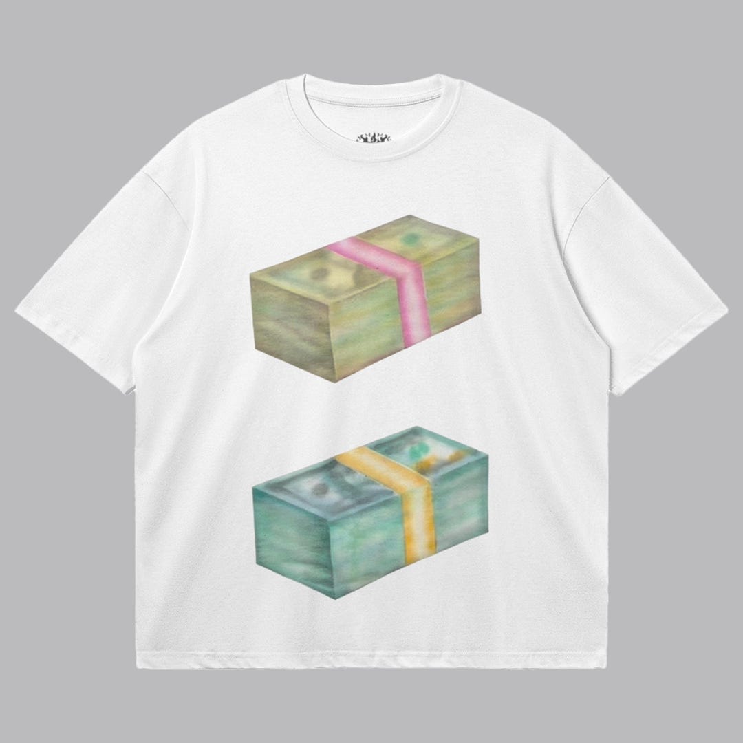 Money Graphic Tee, 240GSM Boxy Shirt Holiday Men Unisex Cotton Gift ...