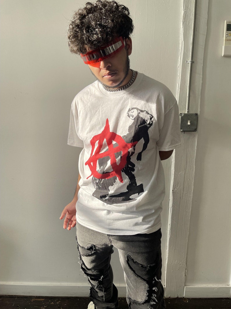 Anarchy White T-shirt Graphic Y2k Fashion Streetwear Men - Etsy