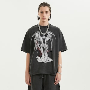 Fallen Angel Tee, 260GSM, Faded Raw Hem, Fashion, Short Sleeve, Crew ...