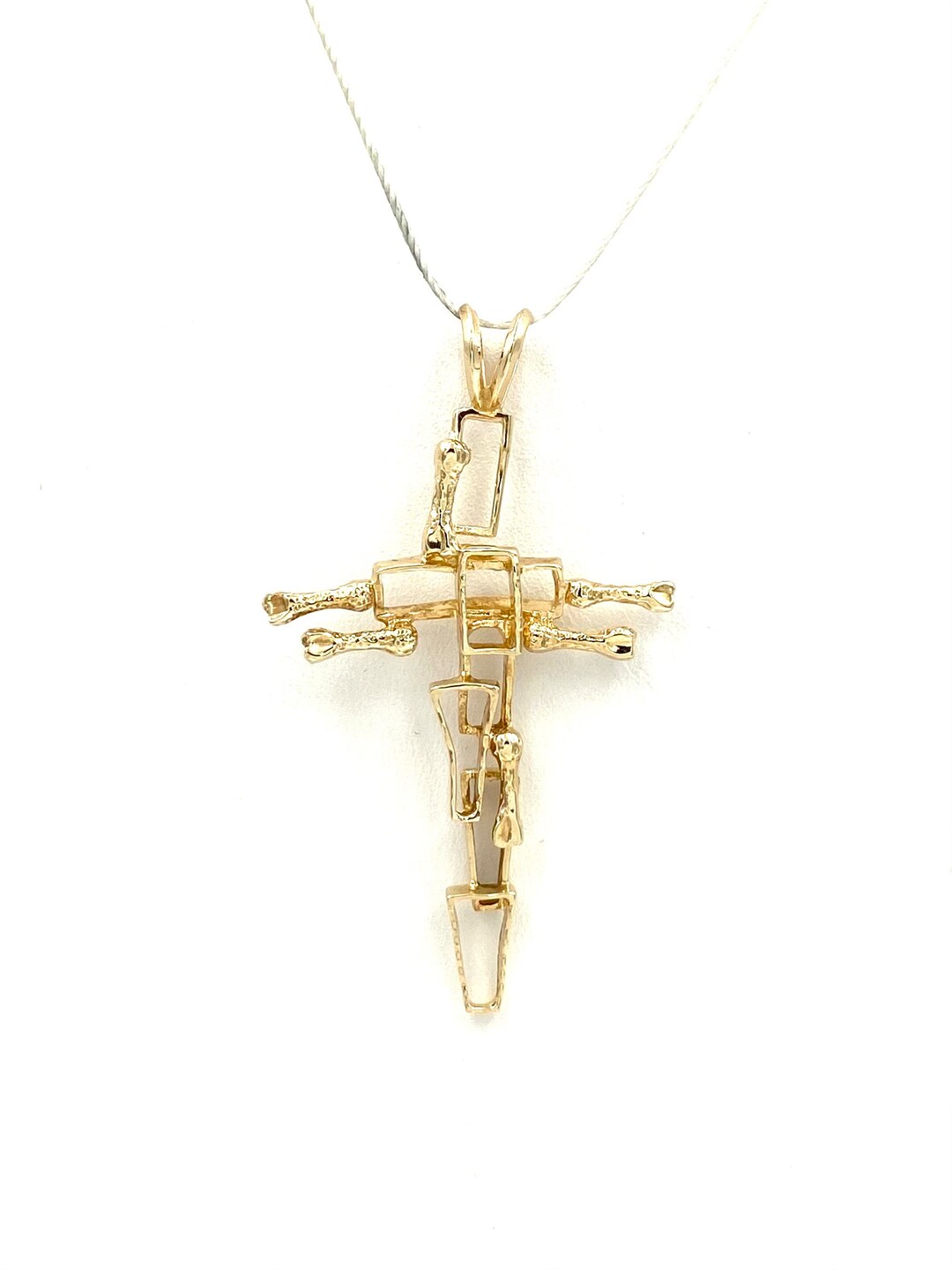 Vintage 14k Yellow Gold Custom Handmade Freeform Geometric Dog Bone ...