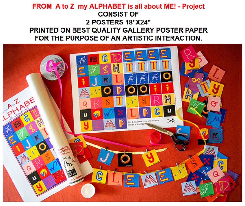 From A-Z My Alphabet is All About Me Alphabet Poster Game Kids Room ...