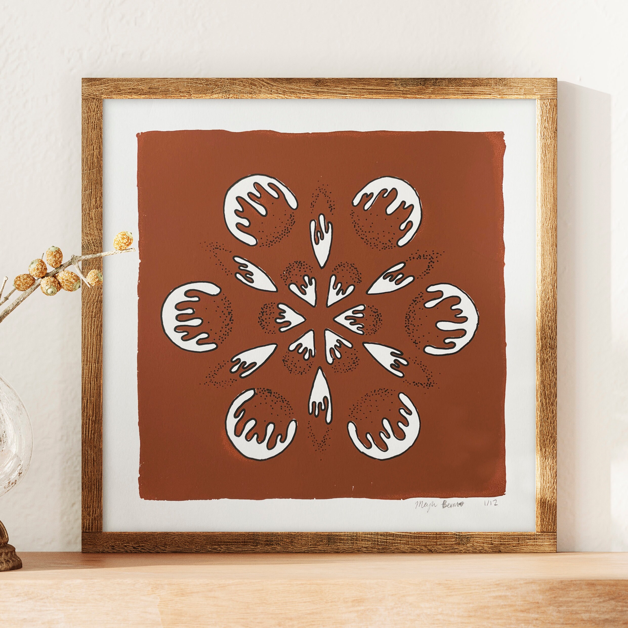 Rust Silkscreen Print 9x9 Handprinted Wall - Etsy