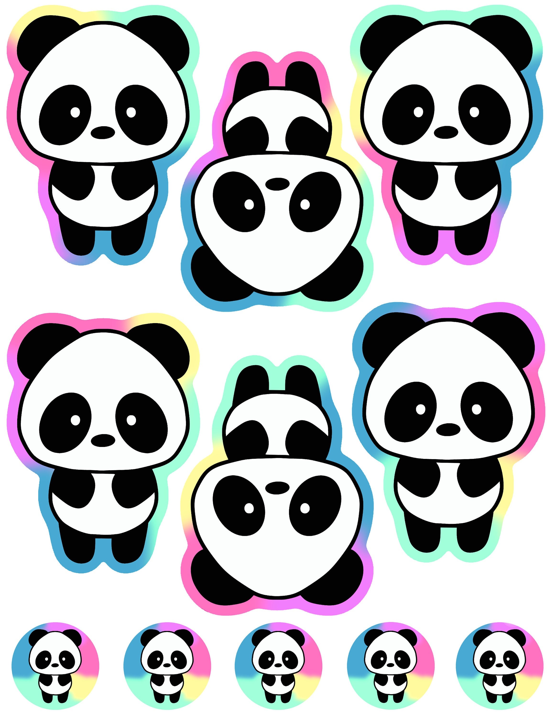 Printable Sticker Sheet Cute Baby Pandas Rainbow Colors - Etsy