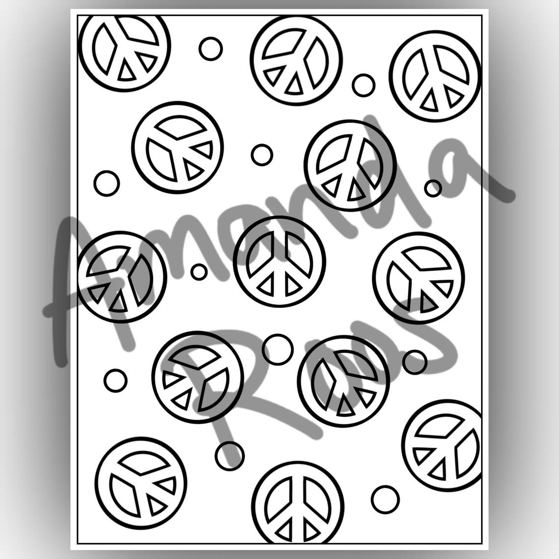 Peace Sign Coloring Page, Printable, Digital Download, for Kids and ...