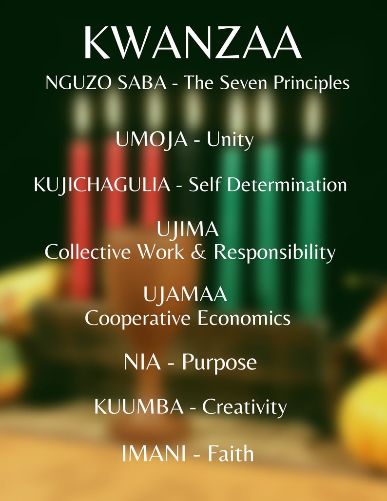Kwanzaa Nguzo Saba Seven Principles - Etsy