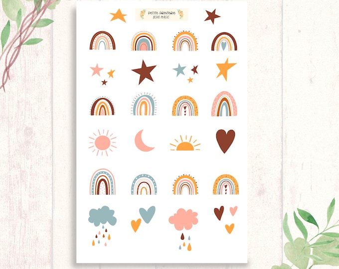 Aesthetic Sticker Pack Boho Styles / 8 Stickers / Ideal for Planners ...
