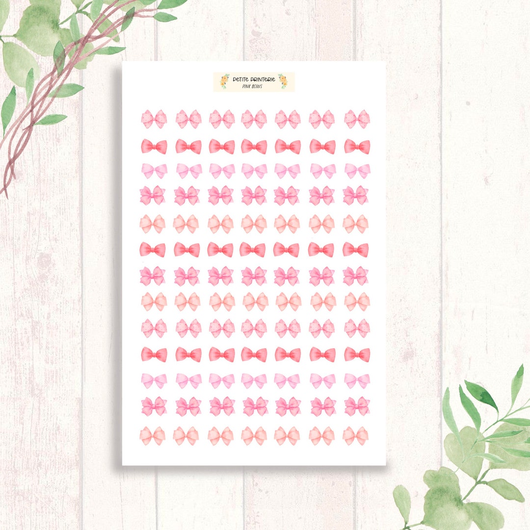 Pink Bow Stickers, Bows Sticker Sheet, Cute Bow Stickers, Pretty Bow ...