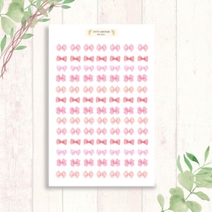 Pink Bow Stickers, Bows Sticker Sheet, Cute Bow Stickers, Pretty Bow ...