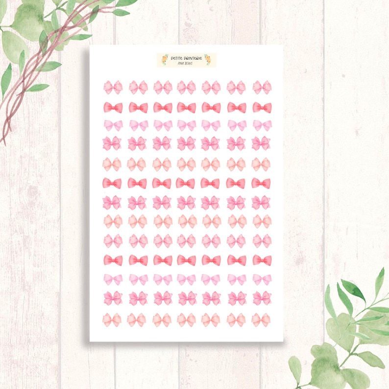 Pink Bow Stickers, Bows Sticker Sheet, Cute Bow Stickers, Pretty Bow ...