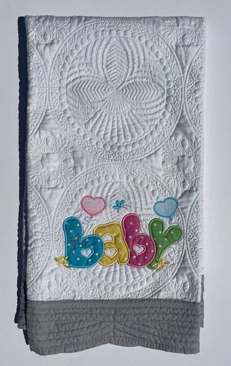 BABY Heirloom Quilt With Gray Border - Etsy