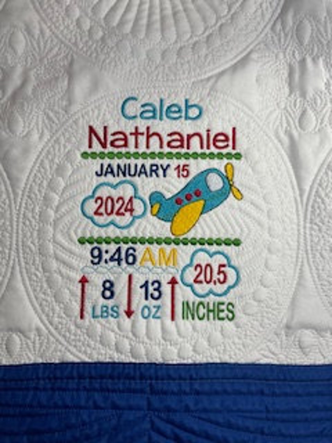 Airplane Birth Stat Quilt - Etsy