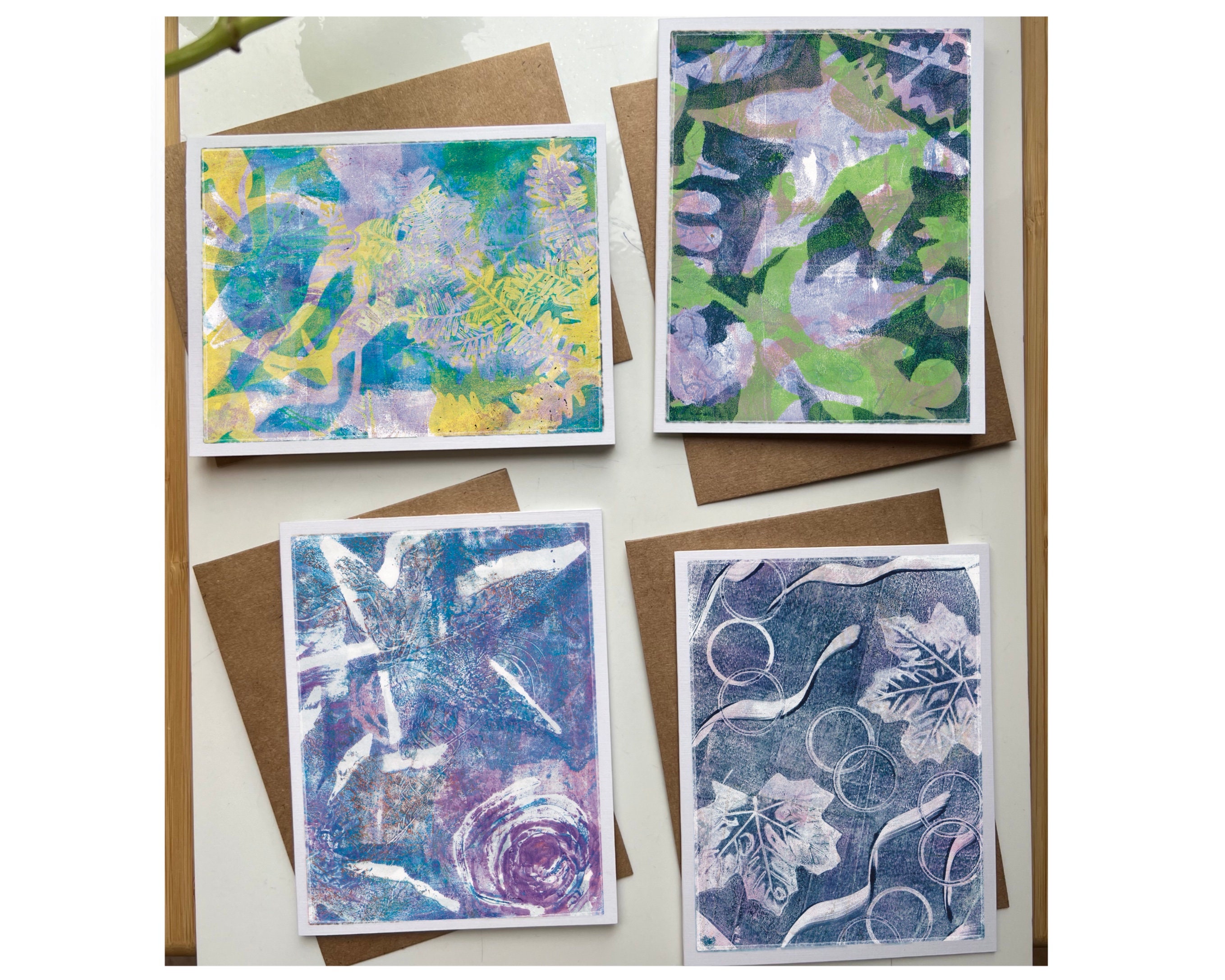 Unique Botanical Spring Card Set, Nature Imprints, Blank Inside, Images ...