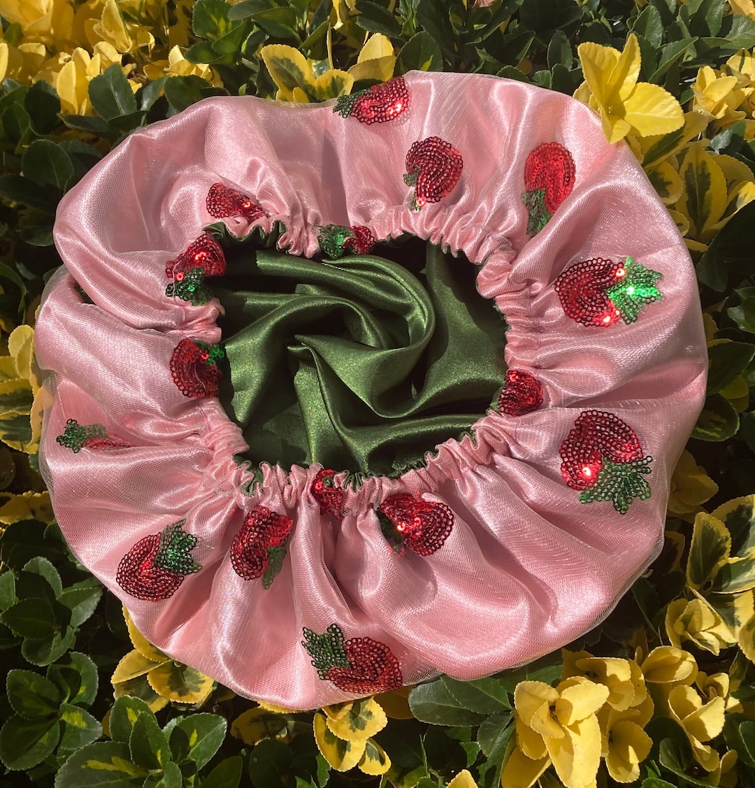 Strawberry Sequin Satin Bonnet - Etsy
