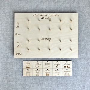 Personalised Wooden Daily Routine Chart, Kids Daily Routine Board ...