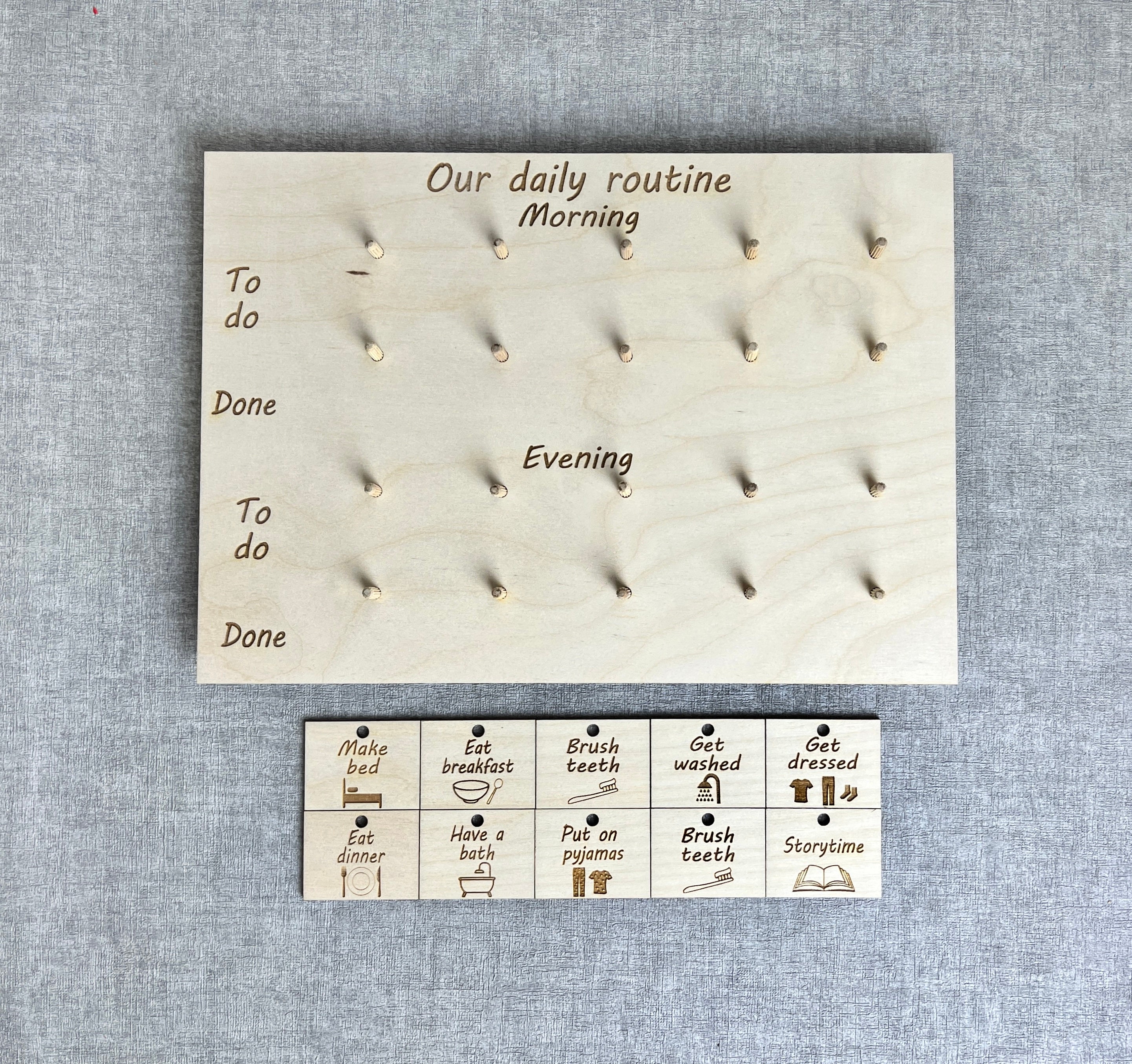 Personalised Wooden Daily Routine Chart Kids Daily Routine - Etsy Australia