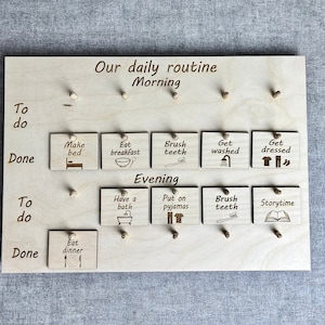 Personalised Wooden Daily Routine Chart, Kids Daily Routine Board ...