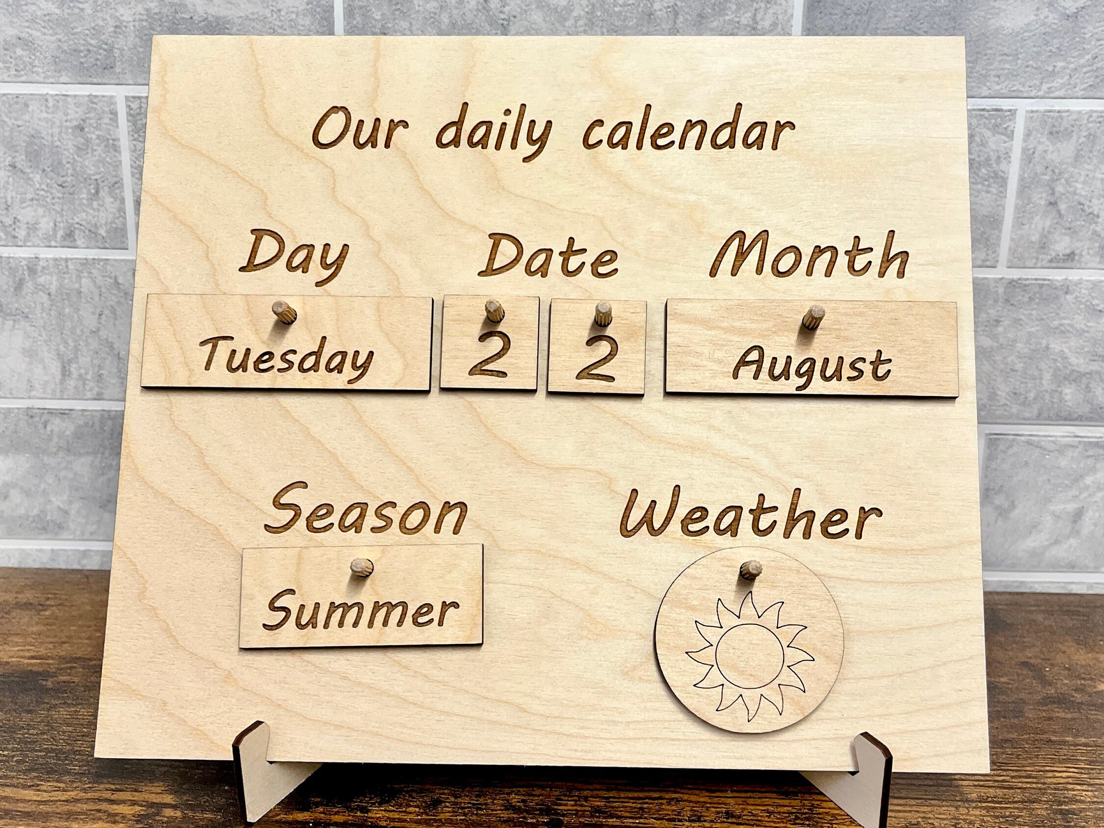 Handmade Kids Wooden Calendar Perpetual Calendar Montessori Etsy