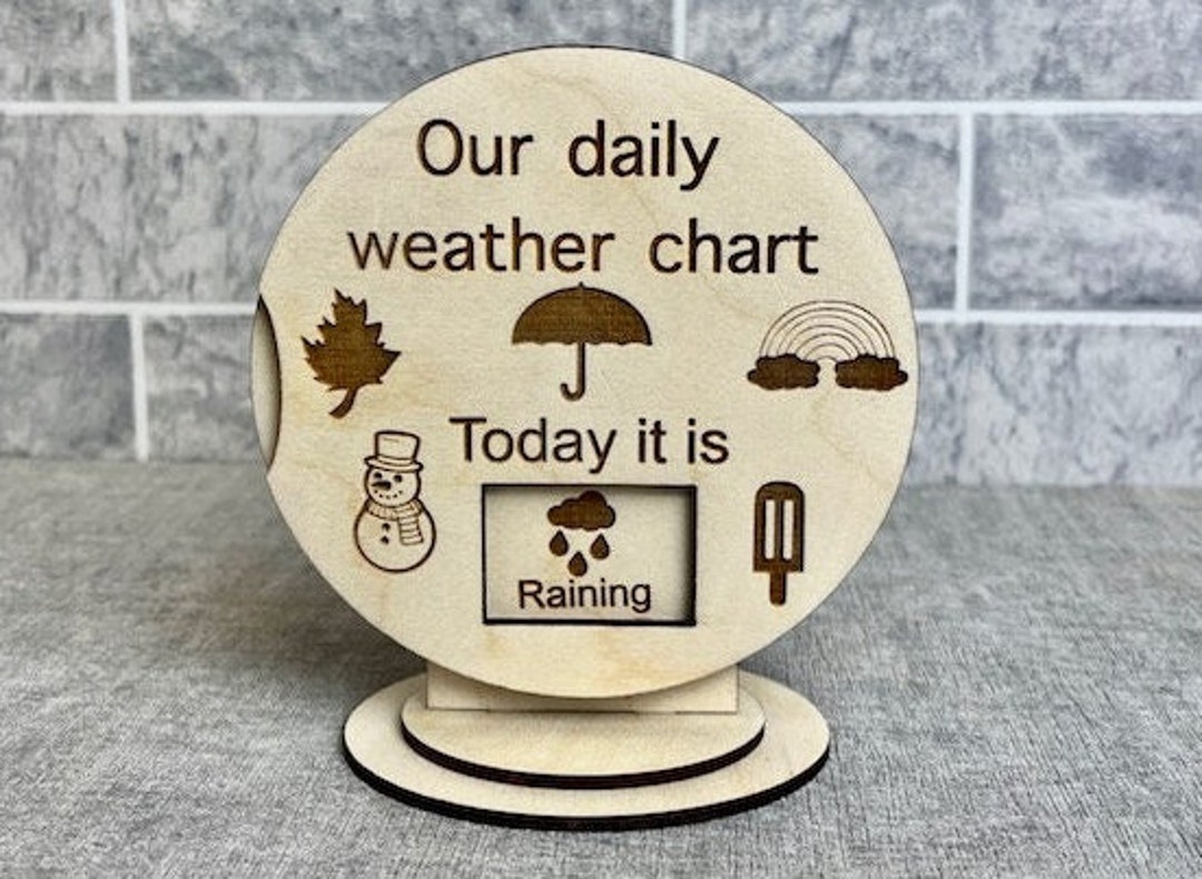 Wood Weather Chart, Personalised Wooden Weather Board, Children's ...