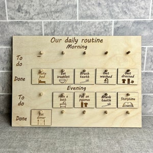 Personalised Wooden Daily Routine Chart, Kids Daily Routine Board ...