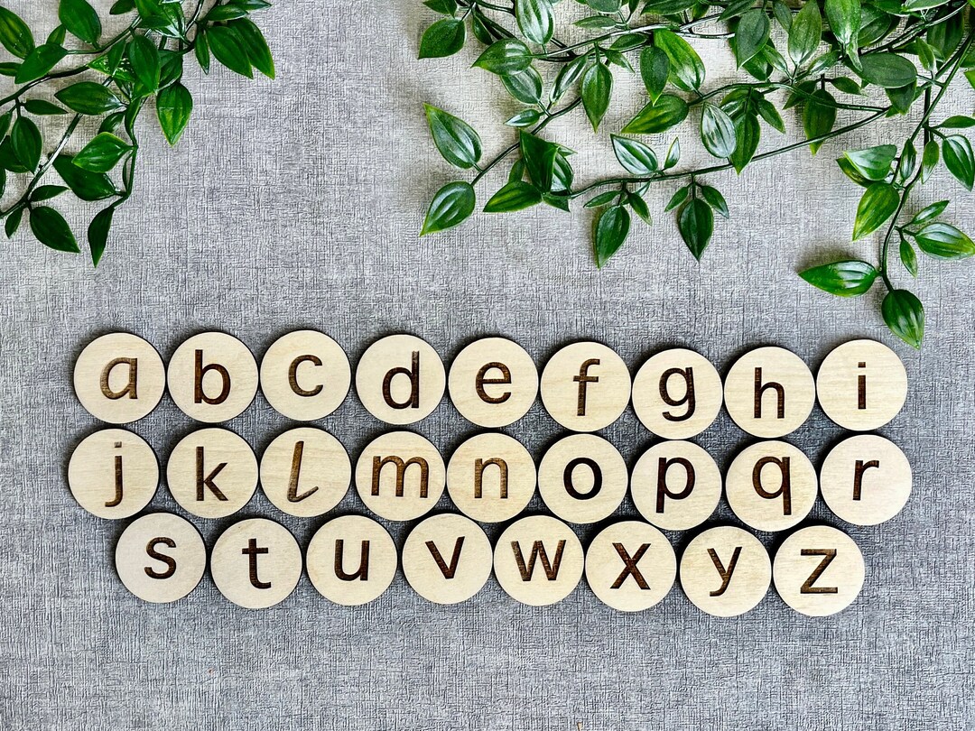 Engraved Wooden Letter Discs, Alphabet Coins, Montessori Alphabet Discs ...