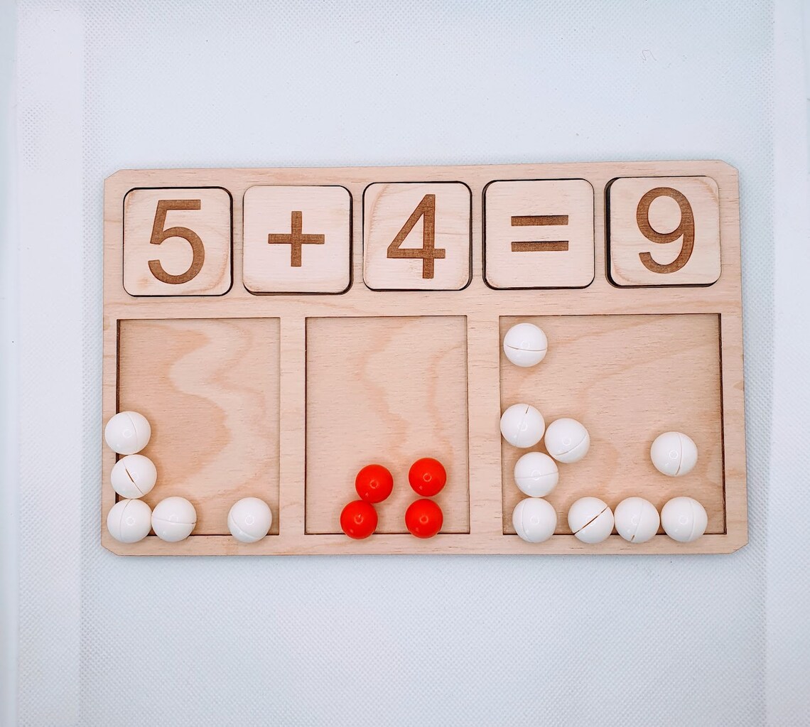 Wooden Maths Boards with numbers and symbols Learning through | Etsy