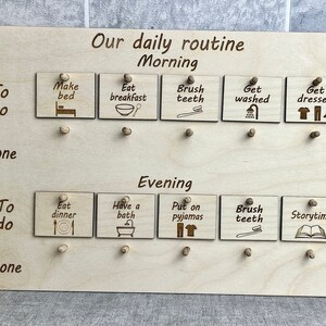 Personalised Wooden Daily Routine Chart, Kids Daily Routine Board ...