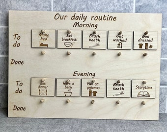 Personalized Wooden Routine Chart Daily Checklist Board Kids - Etsy