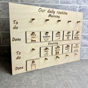 Personalised Wooden Daily Routine Chart, Kids Daily Routine Board ...