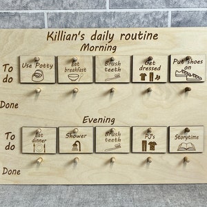Personalised Wooden Daily Routine Chart, Kids Daily Routine Board ...