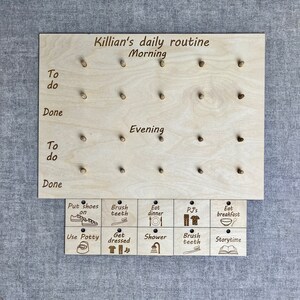 Personalised Wooden Daily Routine Chart, Kids Daily Routine Board ...