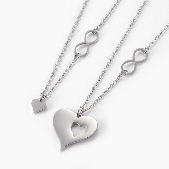 Conjunto de 2 collares de corazón infinito Polyamory y aretes | Etsy