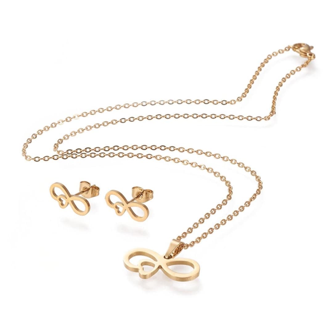 Polyamory Infinity Heart Necklace and Earrings Set, Discreet ...
