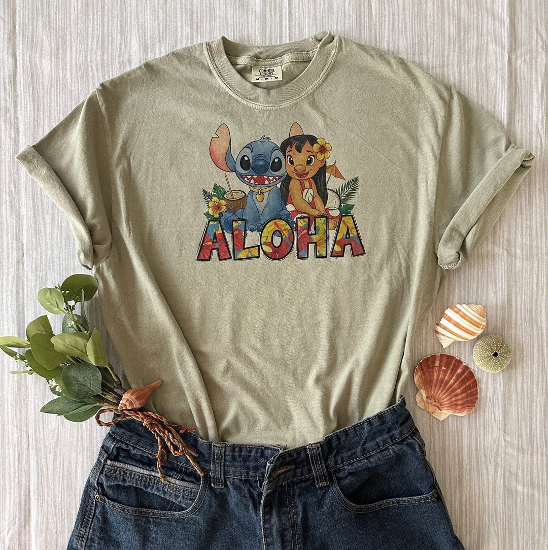 Lilo and Stitch Aloha Printed T-shirt Hawaiian Floral Shirt - Etsy