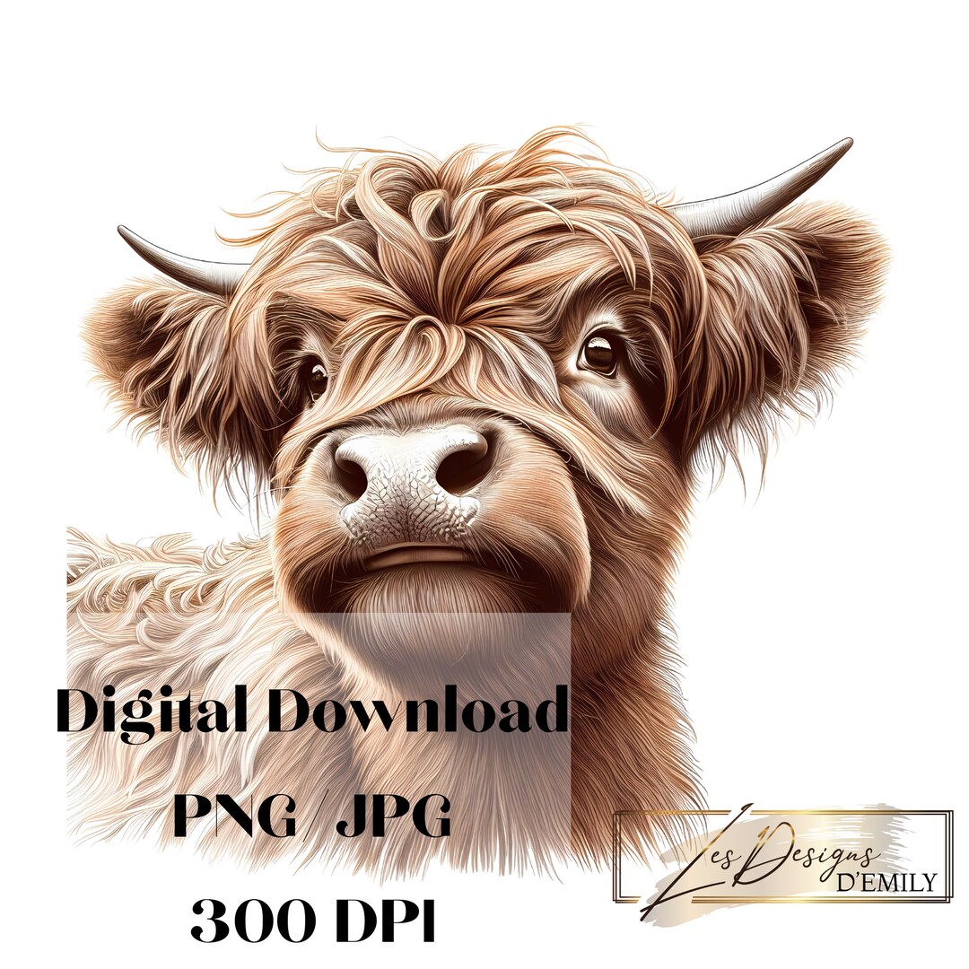 Highland Cow Watercolor Clipart Cute Highland Cow Leopard Bow - Etsy