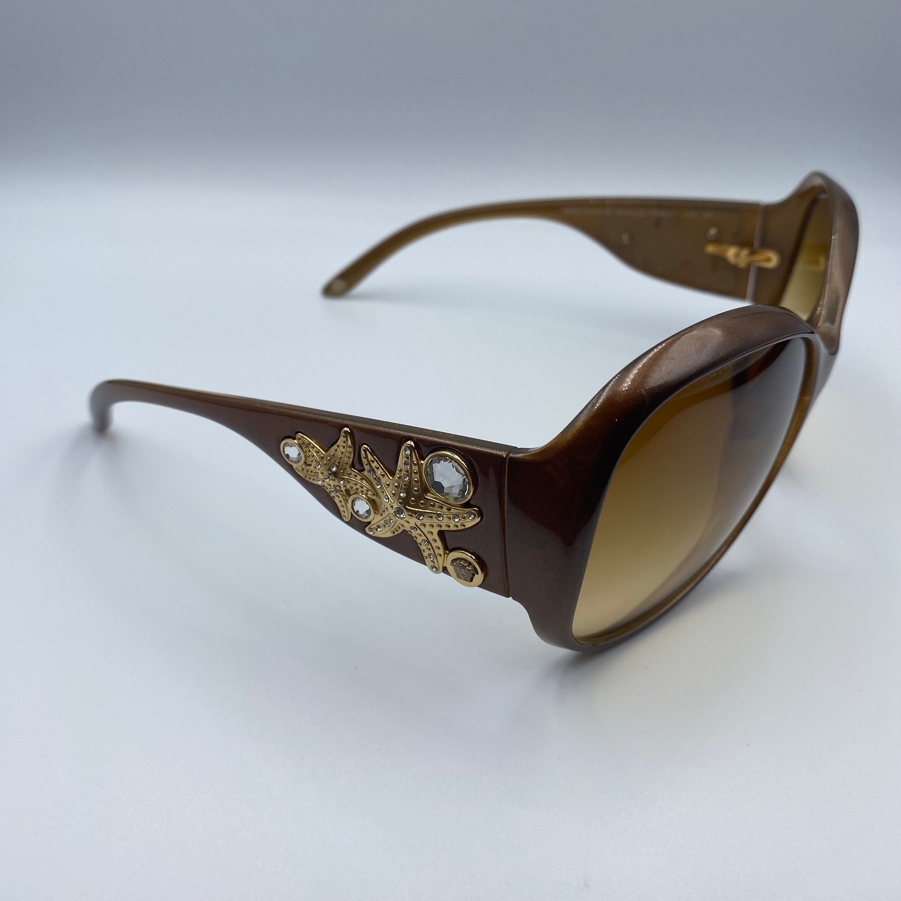 2000s Versace Women Honey Colored Rhinestones Sunglasses NOS - Etsy