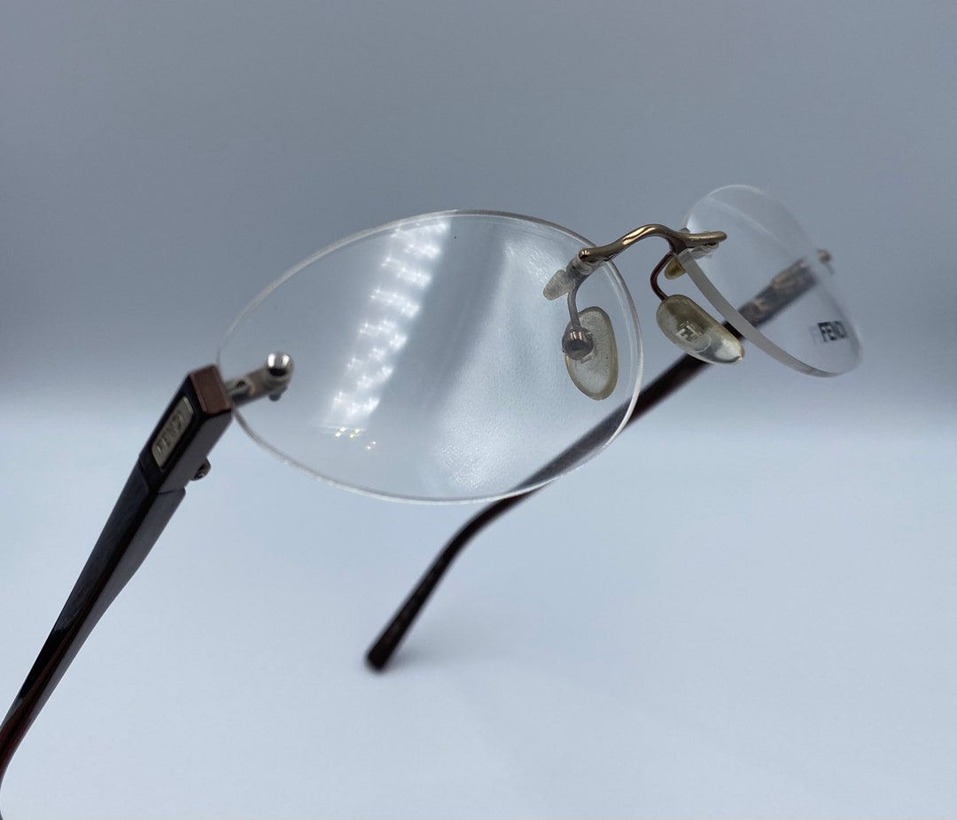 90s Fendi VL7447 Rimless Small Oval Unisex Eyeglasses NOS - Etsy
