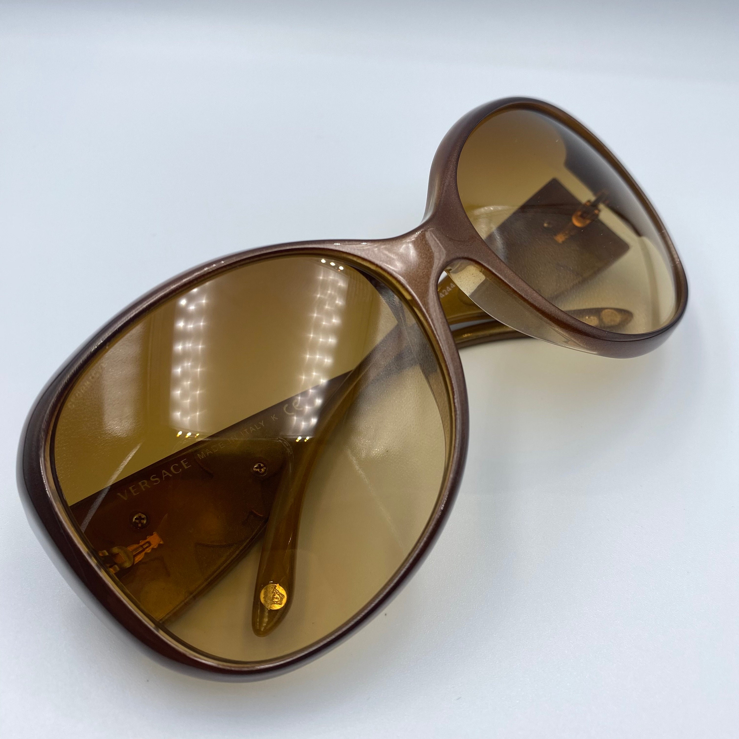 2000s Versace Women Honey Colored Rhinestones Sunglasses NOS - Etsy