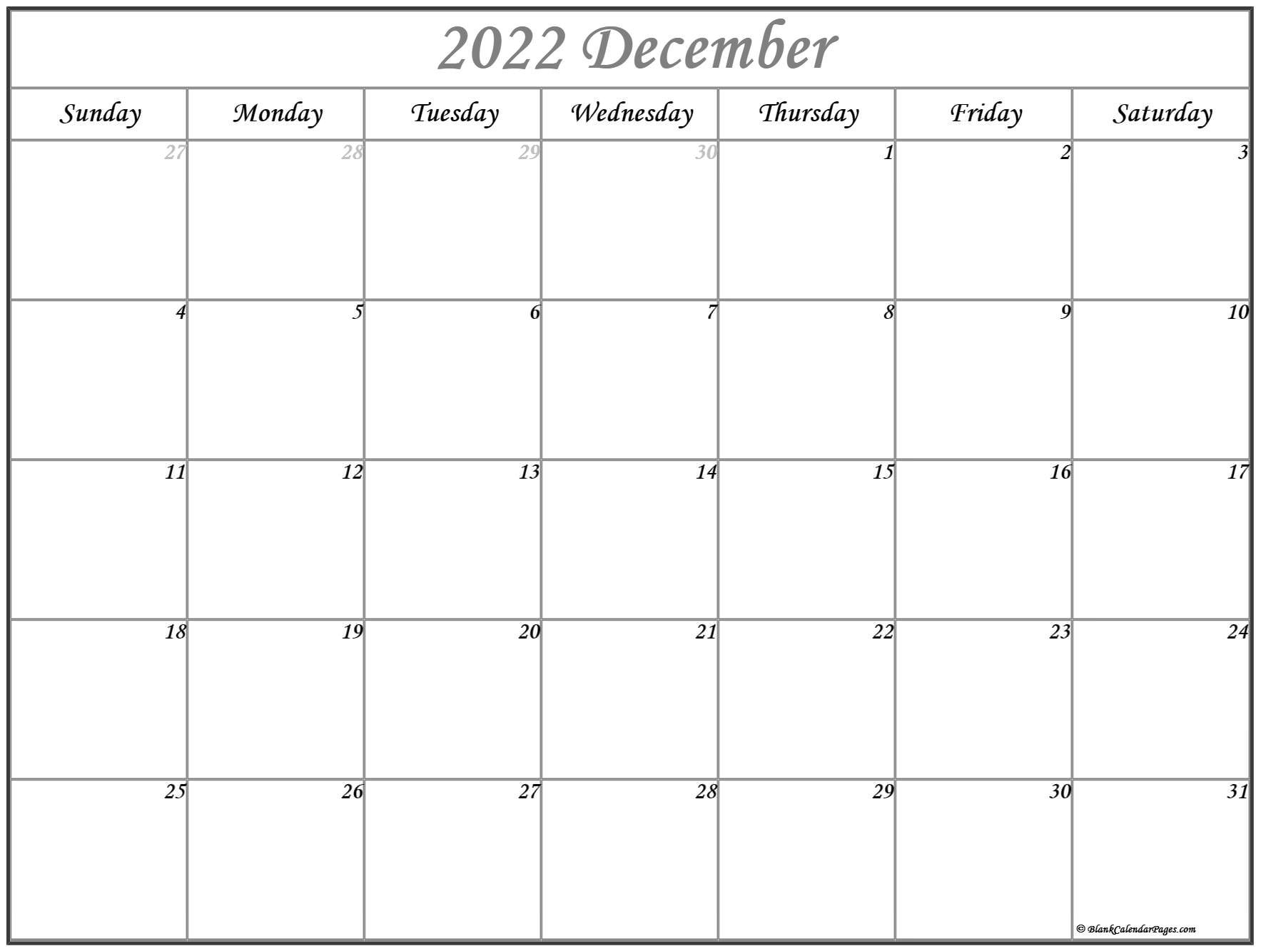 Dec 2022 Printable Calendar - Etsy
