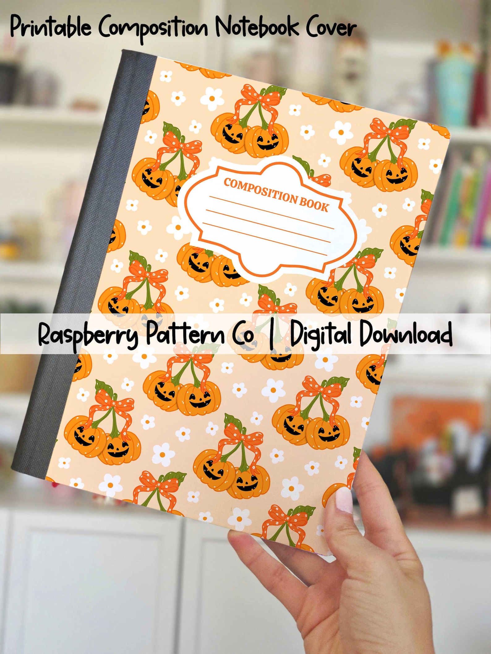 Printable Composition Notebook Cover PNG, Coquette Ghost Composition ...
